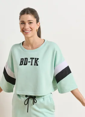 Women's cropped blouse 3/4 sleeve `ACCELERATE` | Bodytalk